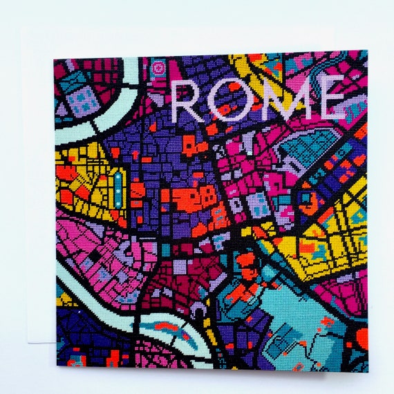 Rome City Map Greeting Card. 15 x 15cm | Etsy