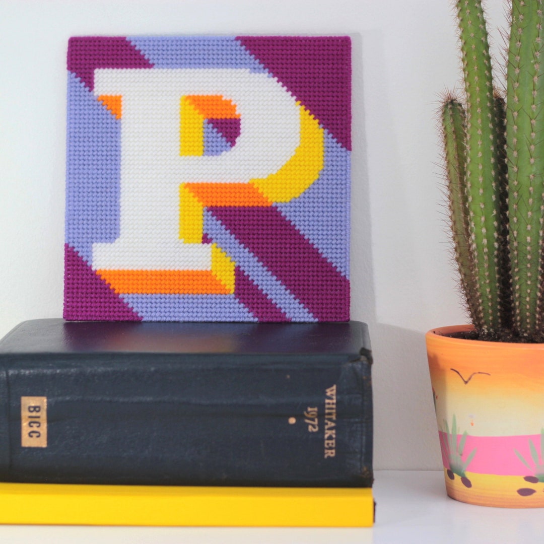 Purple Letter P Alphabet Tapestry / Needlepoint Kit in Half Cross ...