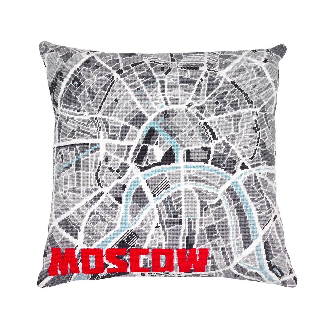 Moscow City Map Tapestry / Needlepoint in Half Cross Stitch. 41 X 41cm ...
