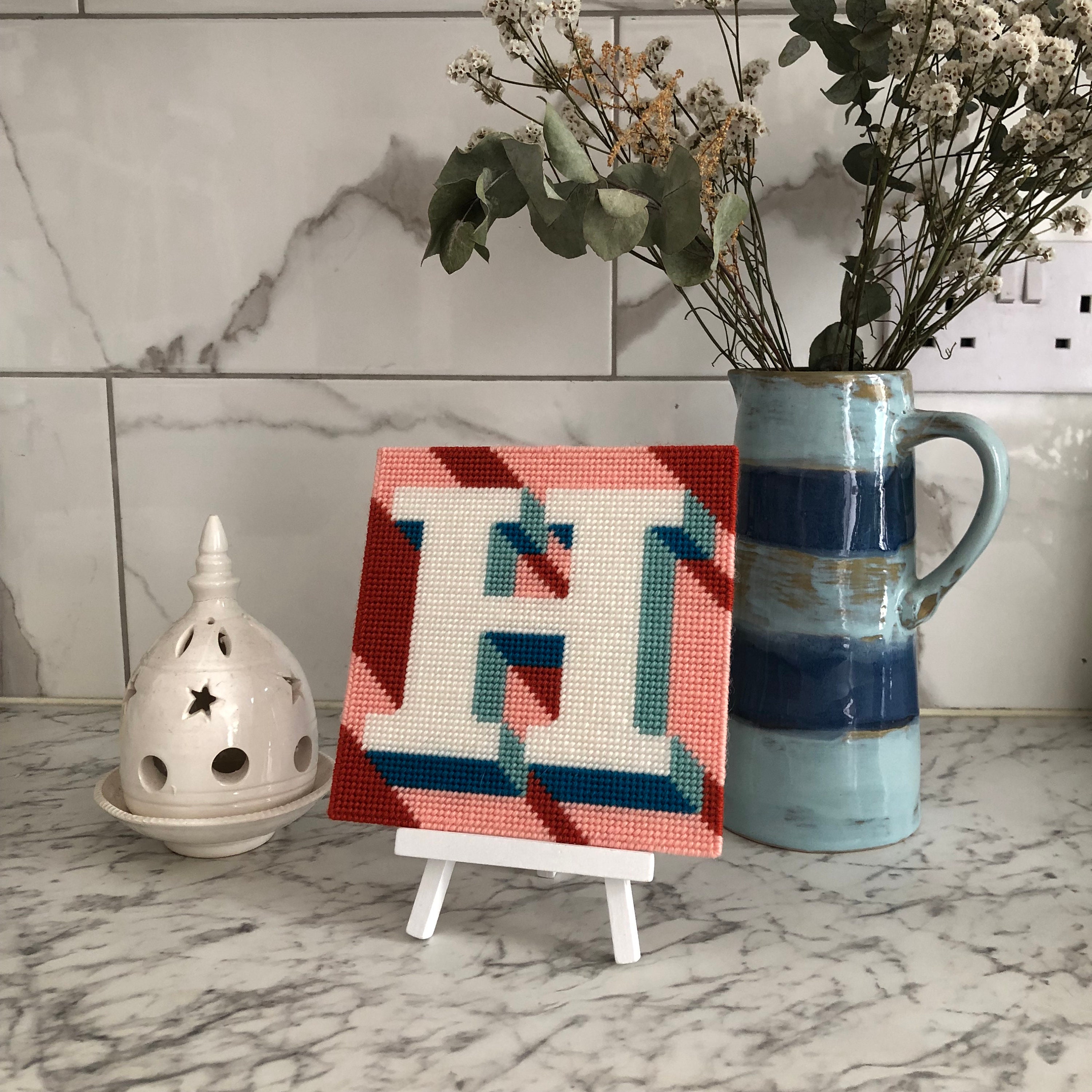 Peach Letter H Alphabet Tapestry / Needlepoint Kit in Half - Etsy