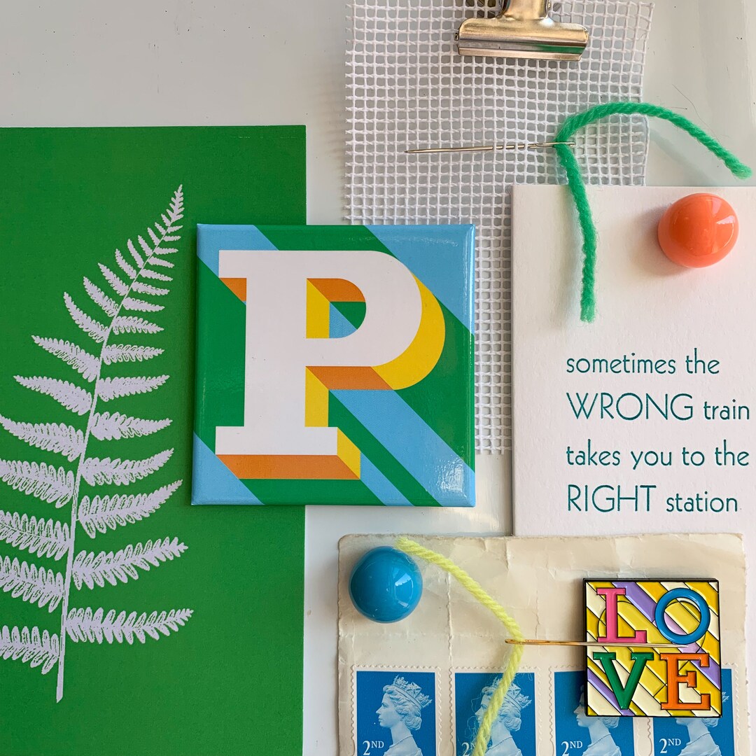 Green Letter P Magnet - Etsy