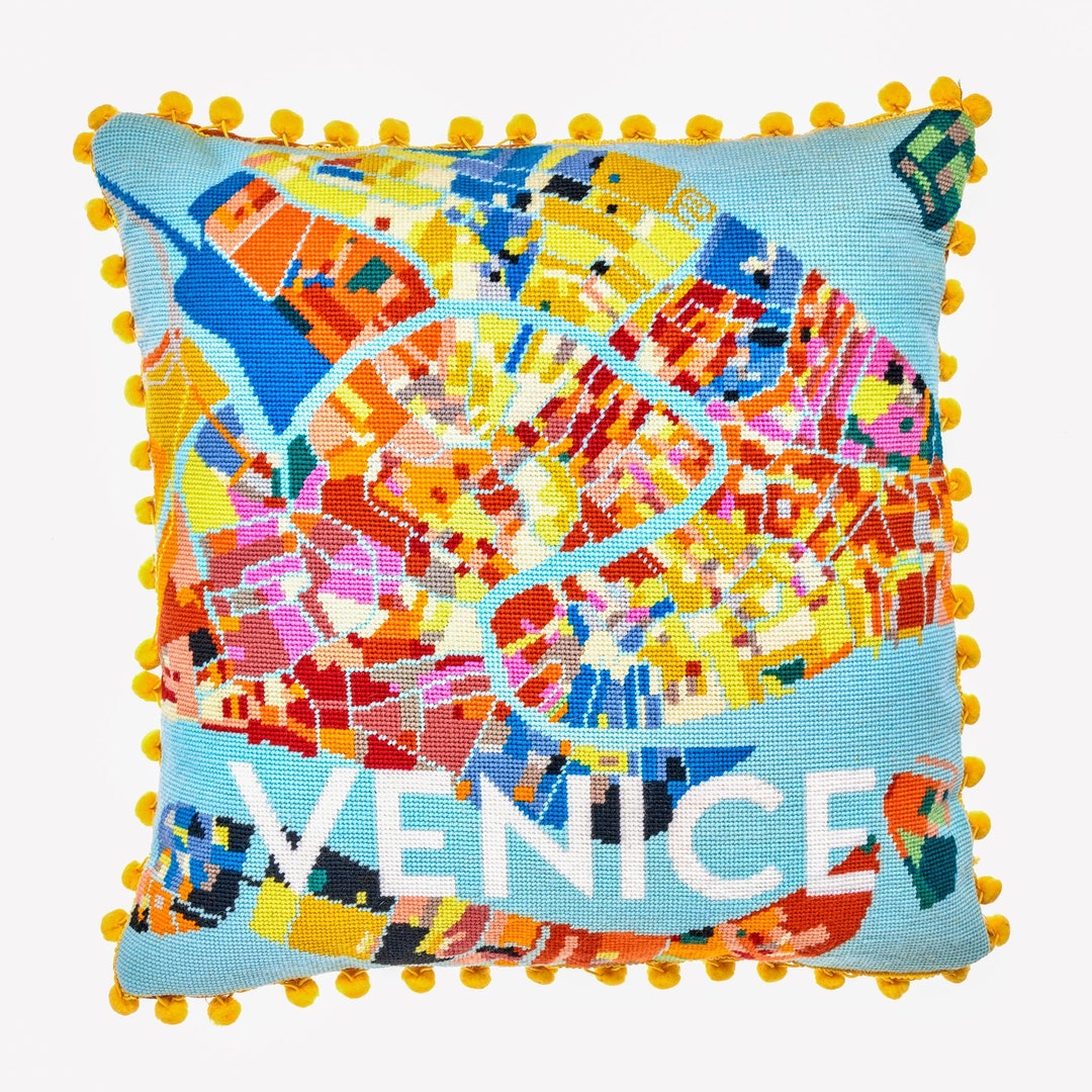 Venice City Map Tapestry / Needlepoint in Half Cross Stitch. 41 X 41cm ...