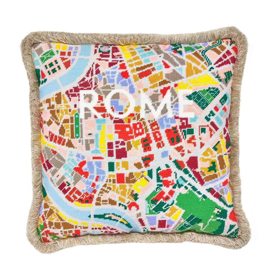 Rome Light Map Tapestry / Needlepoint in Half Cross Stitch. 41 X 41cm ...