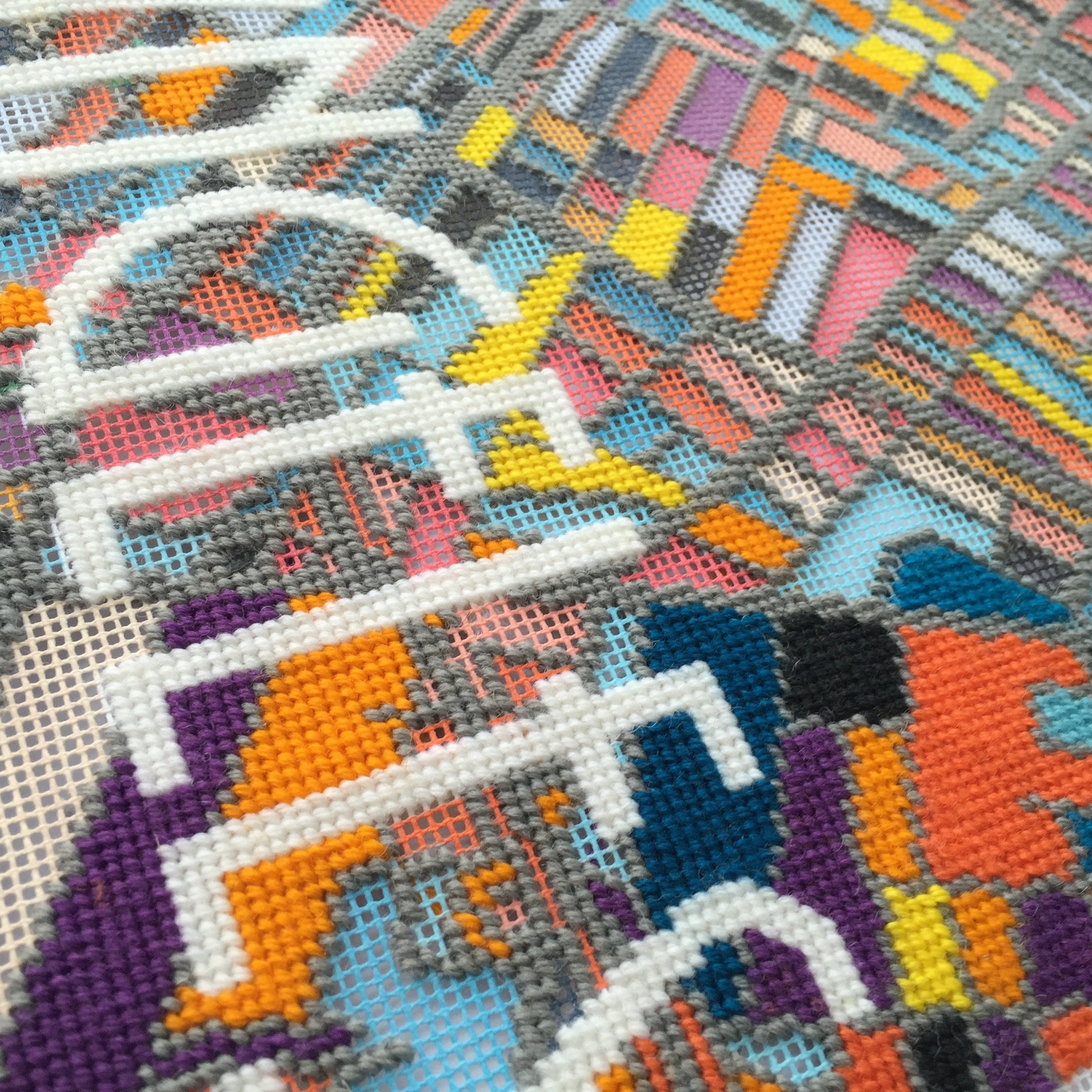 Los Angeles Map Tapestry / Needlepoint in Half Cross Stitch. 41 X 41cm ...