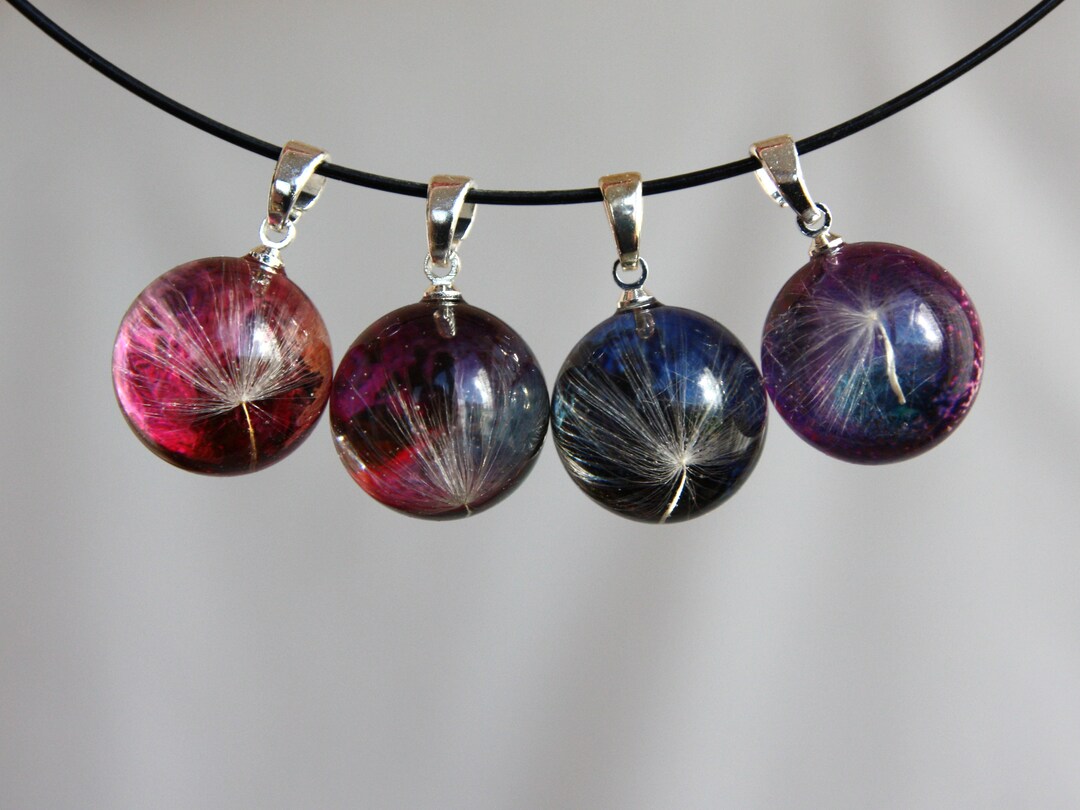 Real Dandelion Seed Epoxy Resin Sphere Pendant: Petri Art Necklace - Etsy