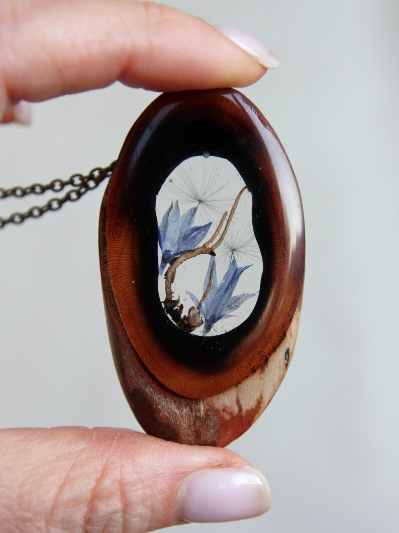 Pendant Frame With Cornflower Petals Dandelion Seeds in Epoxy | Etsy