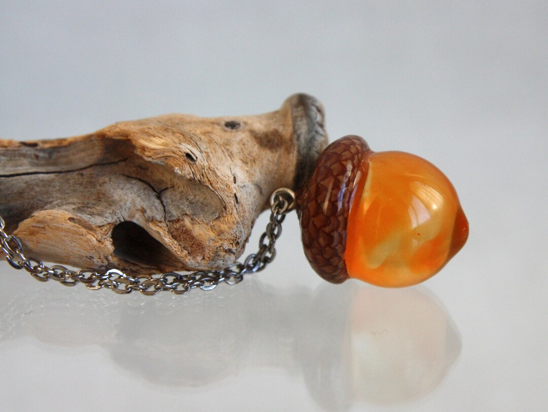 Orange Acorn Pendant: Real Acorn Cap, Epoxy Resin Charm (19mm) - Etsy
