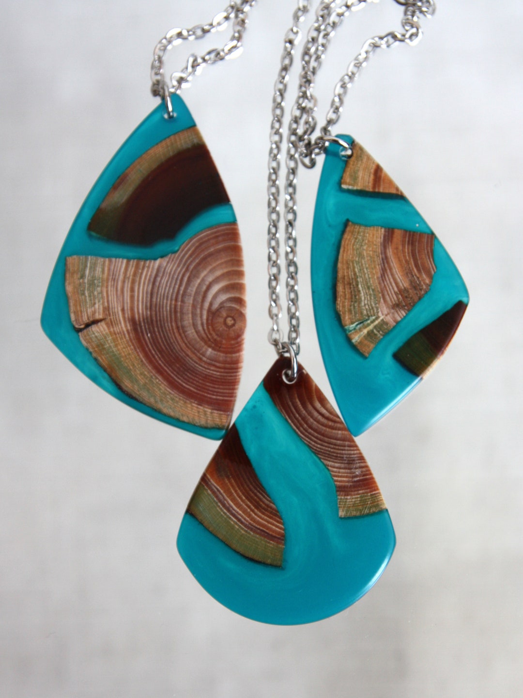 Turquoise Epoxy Resin Cut Cherry Tree Pendant, Birthday Gift, Rustic ...