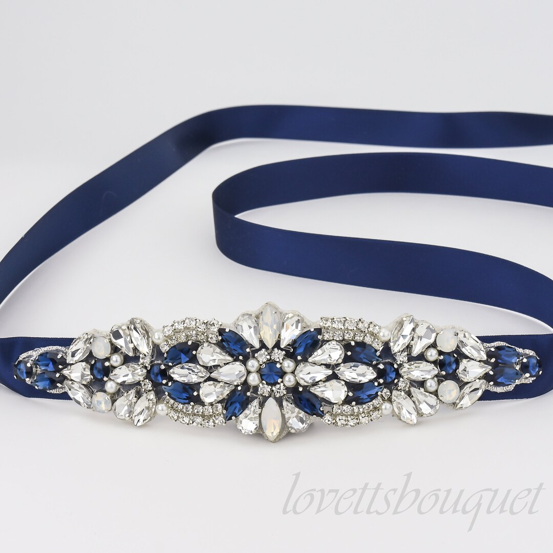 Tie on - Navy Blue Wedding Belt, Bridal Belt, Bridesmaid Belt, Prom ...