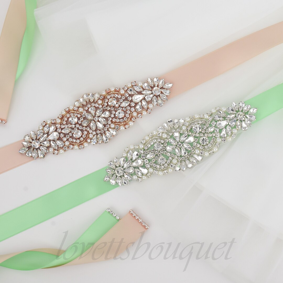 Tie on Belt Flower Girl Belt, Flower Girl Sash, Crystal Girls Belt ...