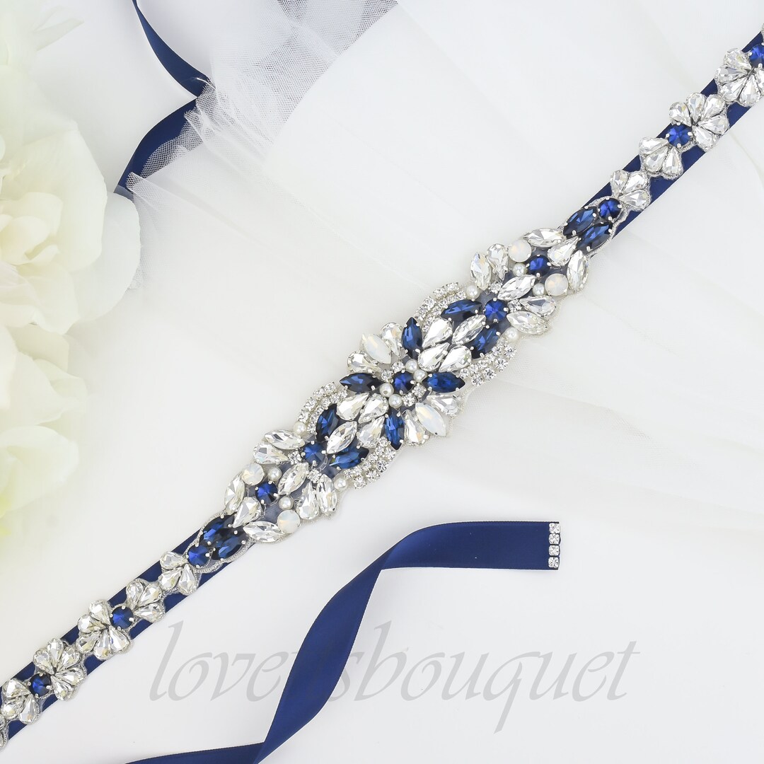 Tie on - Navy Bridal Belt, Bridal Sash, Wedding Belt, Wedding Sash ...