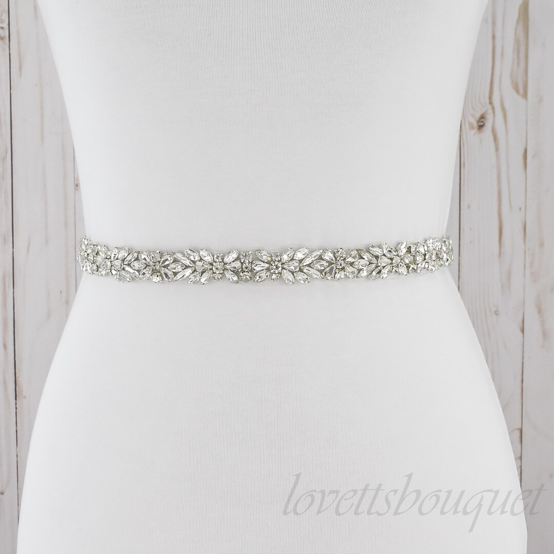 Ready to Ship - 32"l Clasp Wedding Belt Crystal, Bridal Belt Silver ...