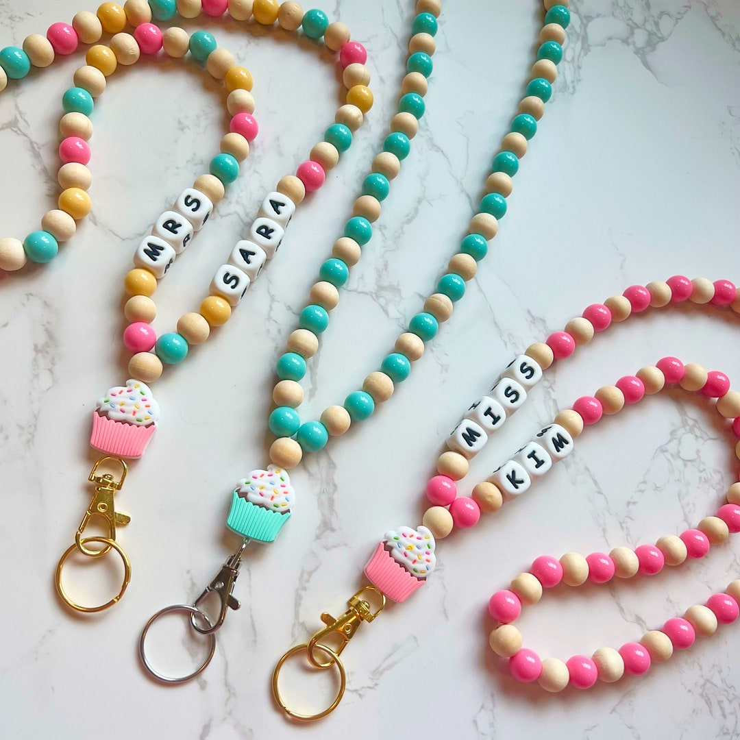 Retro Cupcake Personalized Lanyard, Retro Teacher Lanyard, Custom ...
