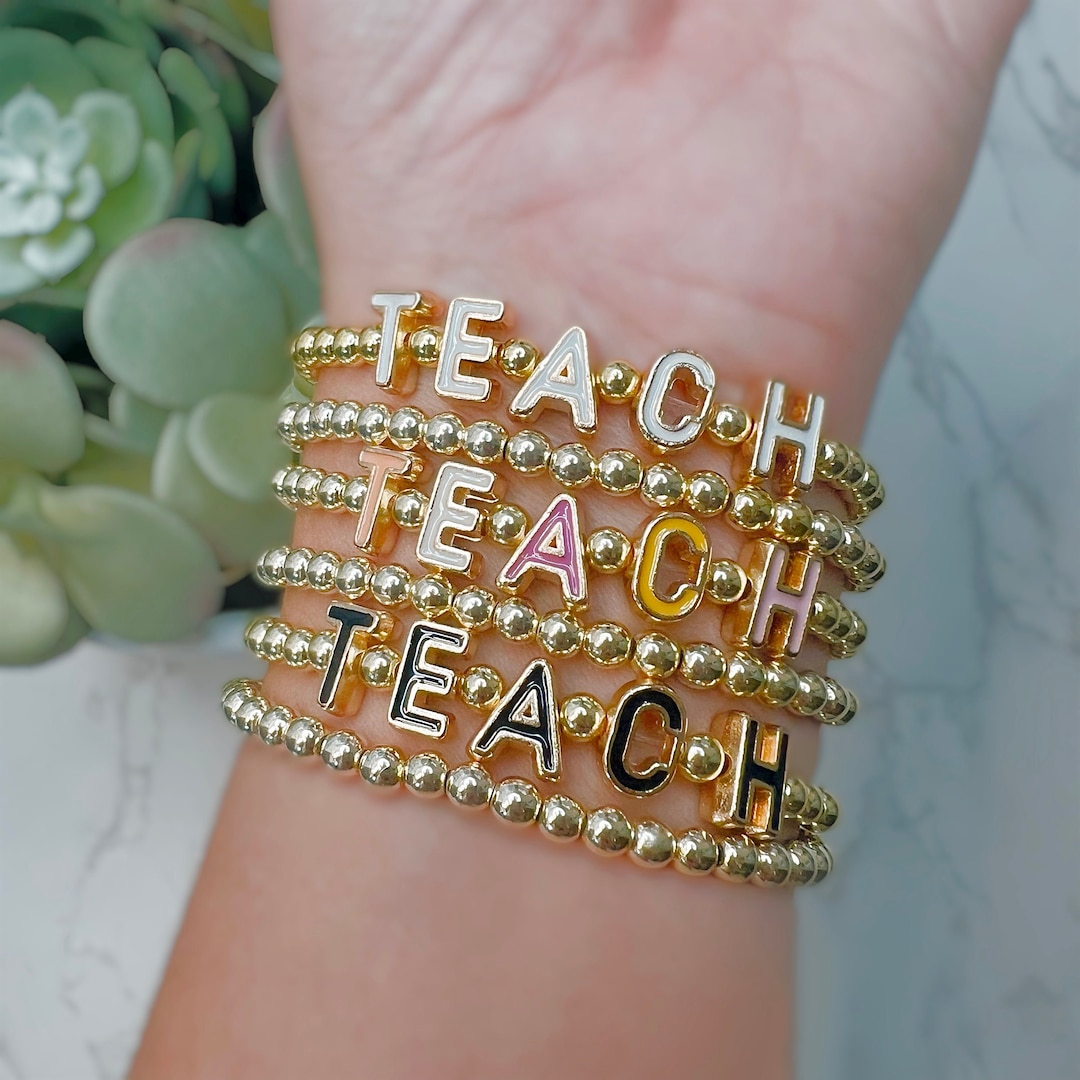 Teacher Friendship Bracelet, 14k Gold Plated Teacher Bracelet, Teacher ...