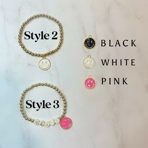 Smiley Face Friendship Bracelet, 14k Gold Plated Custom Bracelet Stack ...