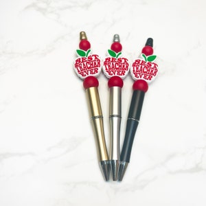 Best Teacher Ever Beaded Teacher Pen, Teacher Apple Beaded Teacher Pen ...