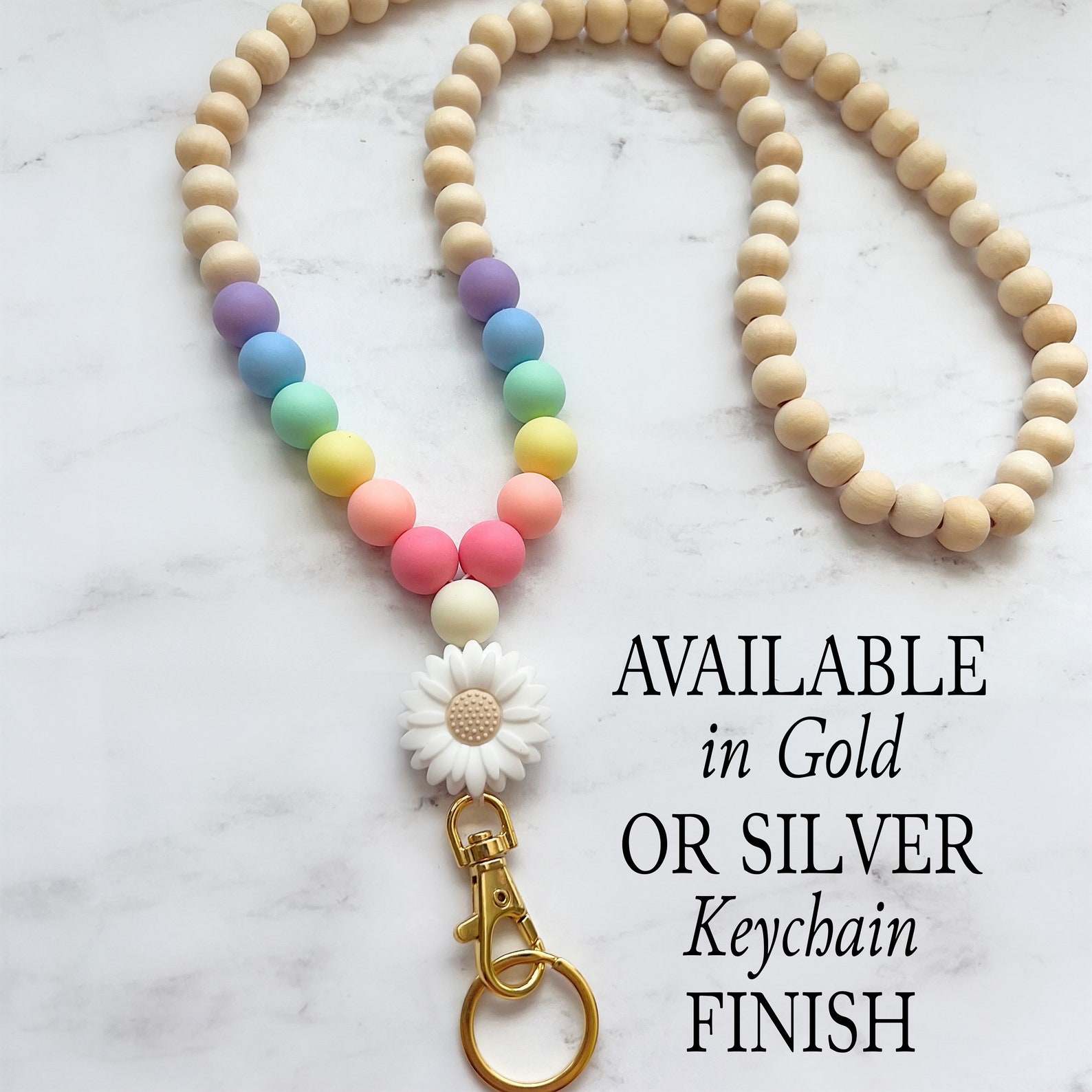 Rainbow Daisy Teacher Lanyard Rainbow Lanyard Flower Daisy - Etsy