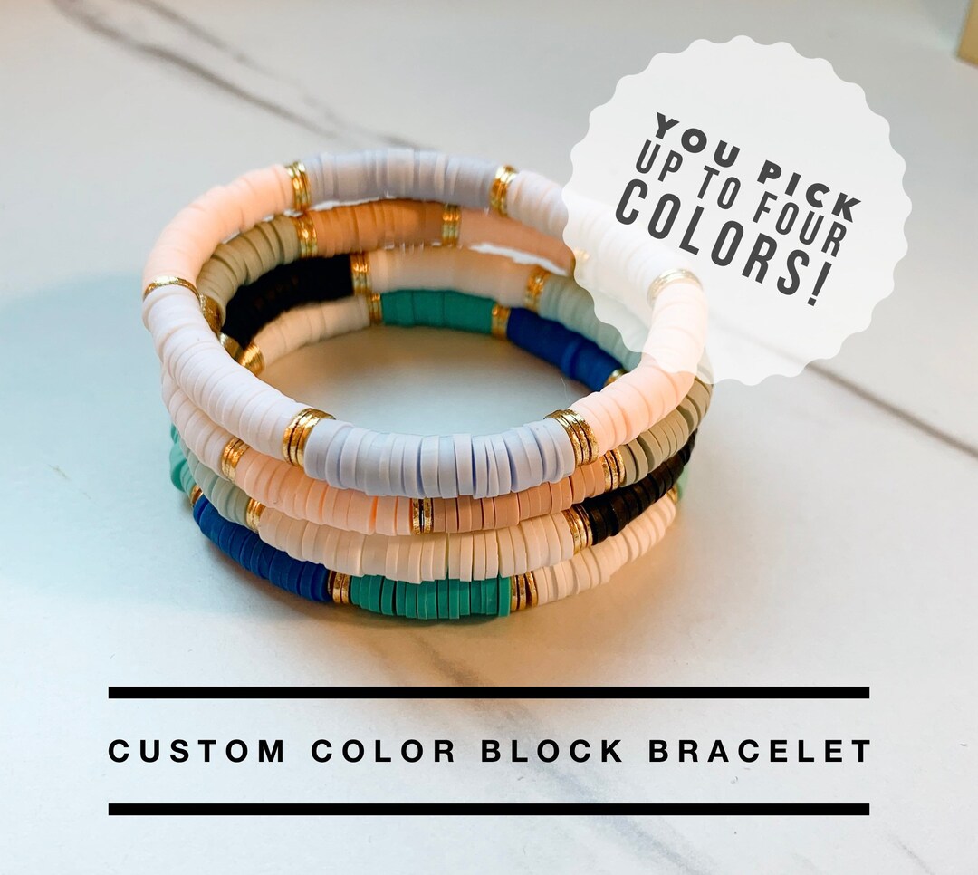 More Colors Custom Heishi Color Block Bracelet Disc Coin Bracelet Stack ...