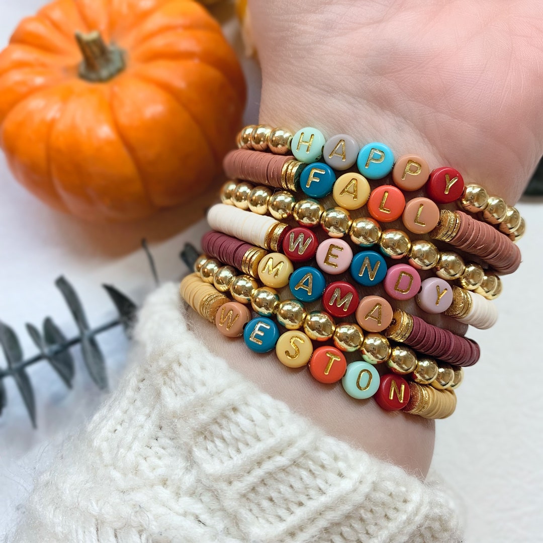 Fall Bracelet Stacks, Custom Personalized Heishi Name Friendship ...