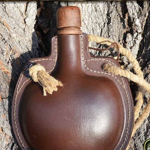 Leather Waterskin Round - Etsy