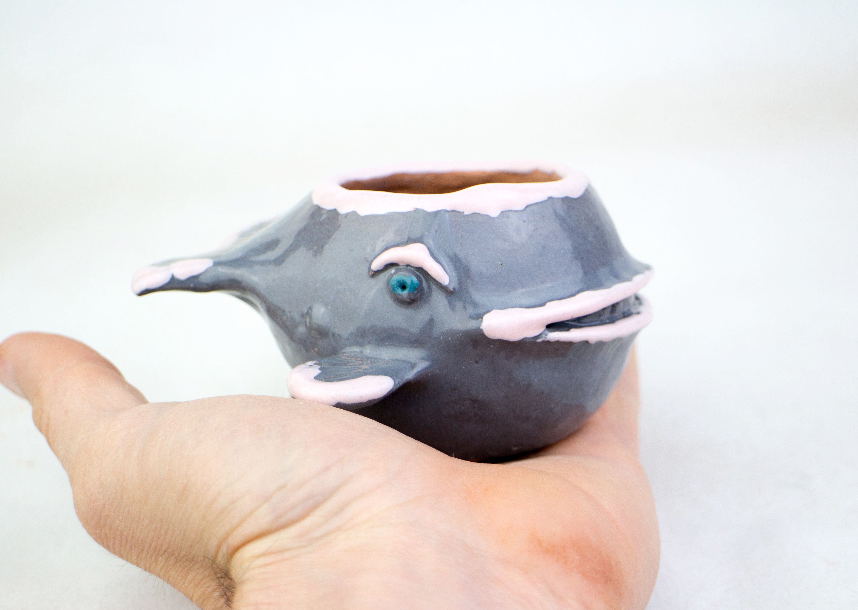 Animal Planter Whale Turquoise Blue, Whale Pot, Whale Ceramic Pot ...
