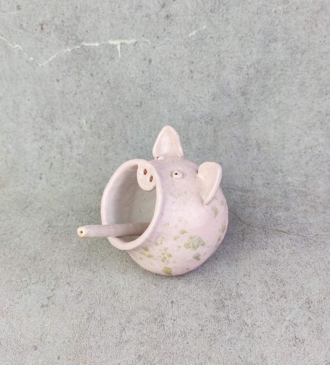 Handmade Ceramic Salt Pig With Spoon, Piggy Kitchen Decor, Pottery ...