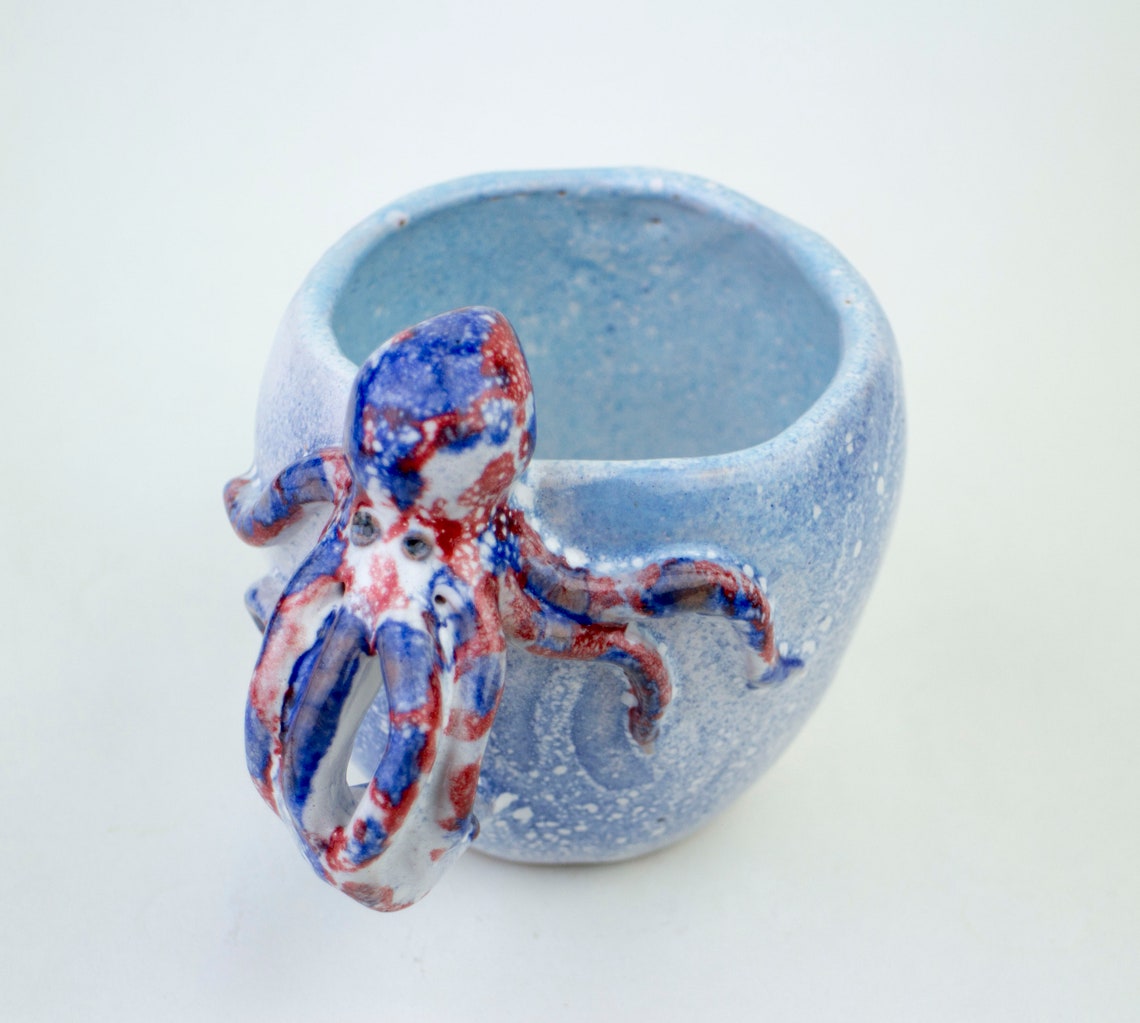 Handmade coffee tea cup with octopus on handle tea coffee | Etsy