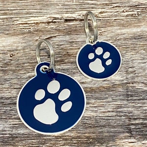 Blue and Silver Circular Pet ID Dog Tag - Etsy