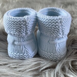 Baby Blue Knitted Baby Booties - Etsy