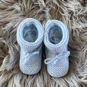 Baby Blue Knitted Baby Booties - Etsy