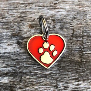 Red and Silver Heart Pet ID Dog Tag - Etsy