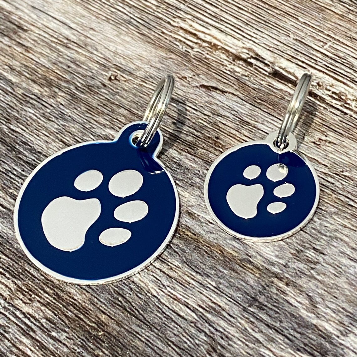 Blue and Silver Circular Pet ID Dog Tag - Etsy