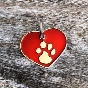 Red and Silver Heart Pet ID Dog Tag - Etsy