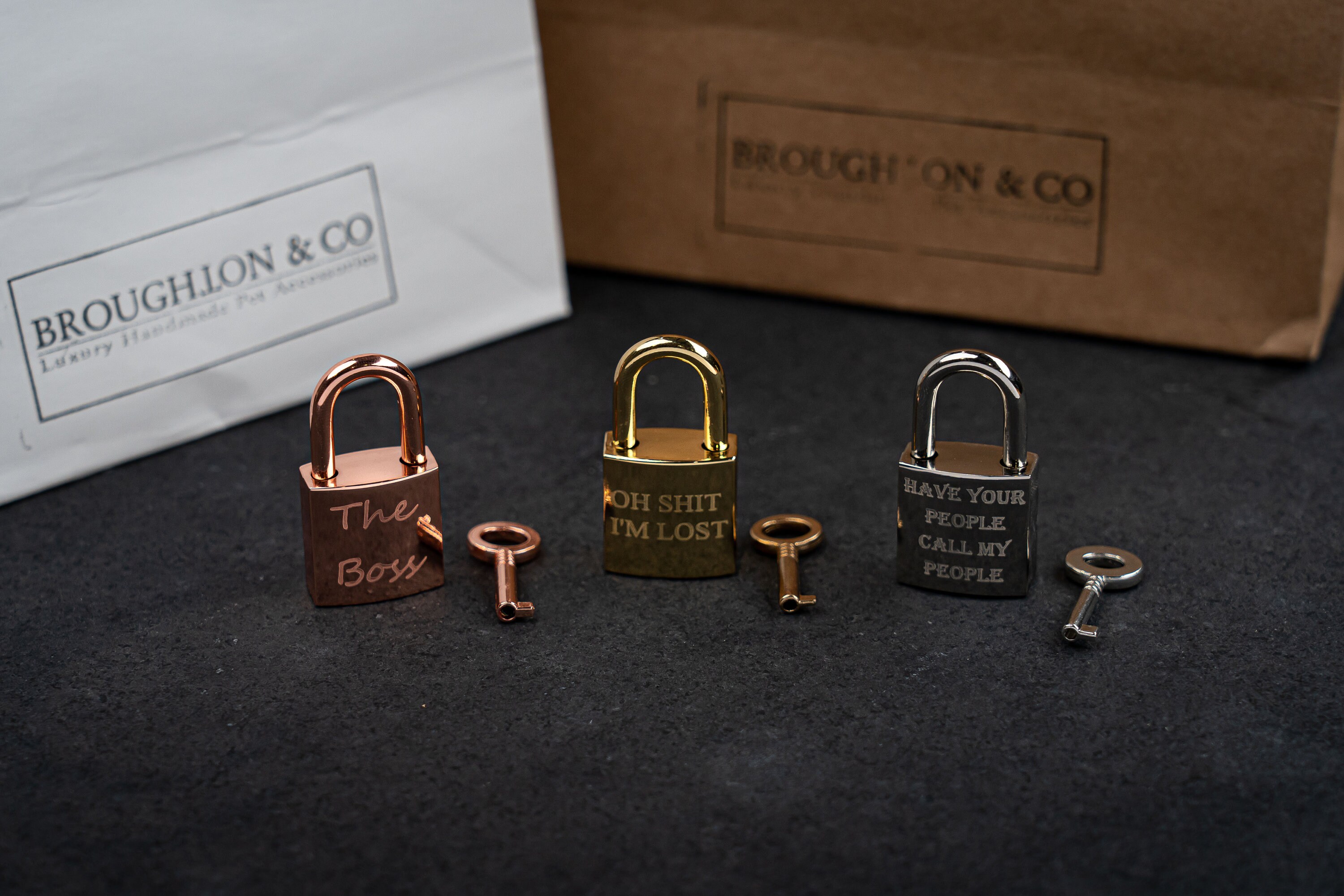 Personalized Rose Gold Square Padlock Dog Tag | Etsy