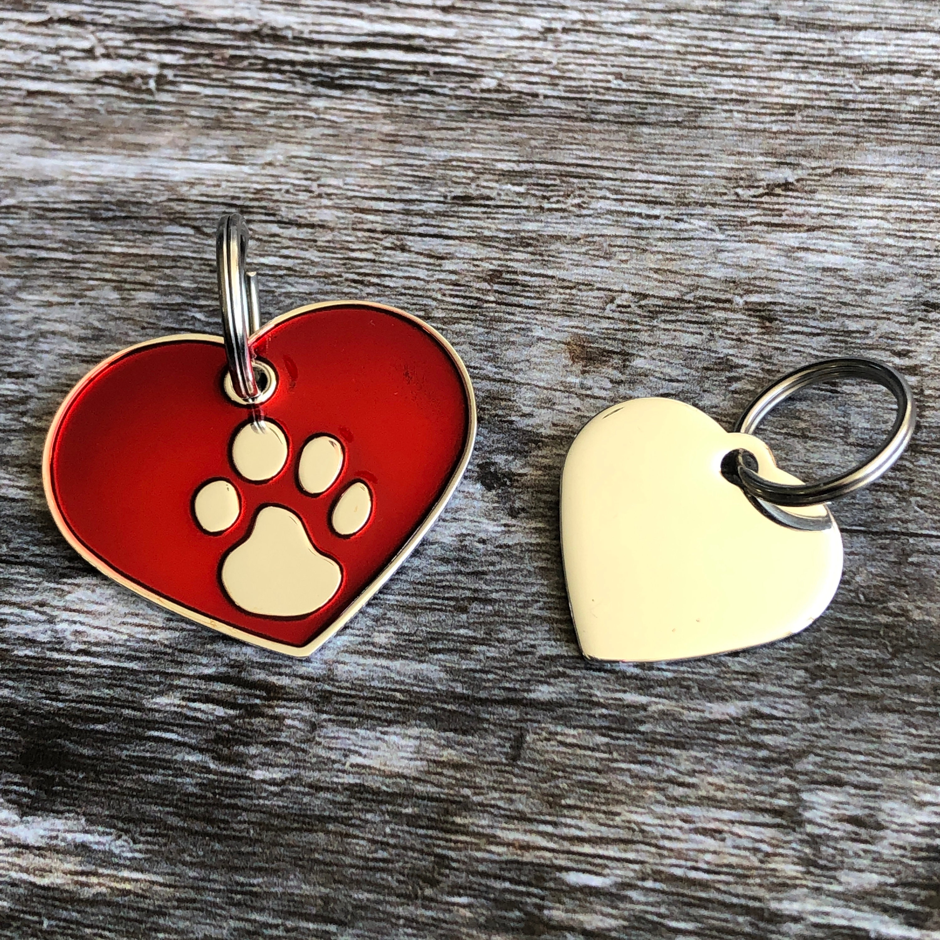 Red and Silver Heart Pet ID Dog Tag - Etsy