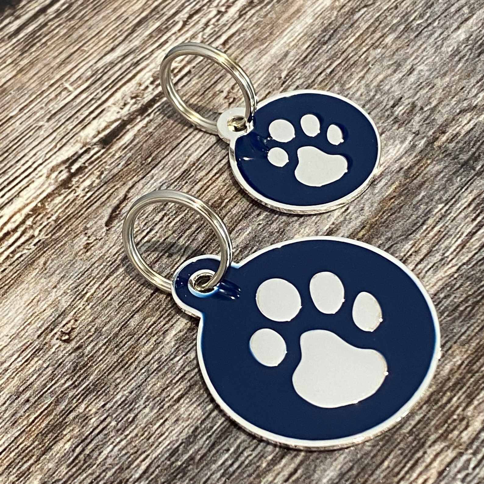 Blue and Silver Circular Pet ID Dog Tag - Etsy