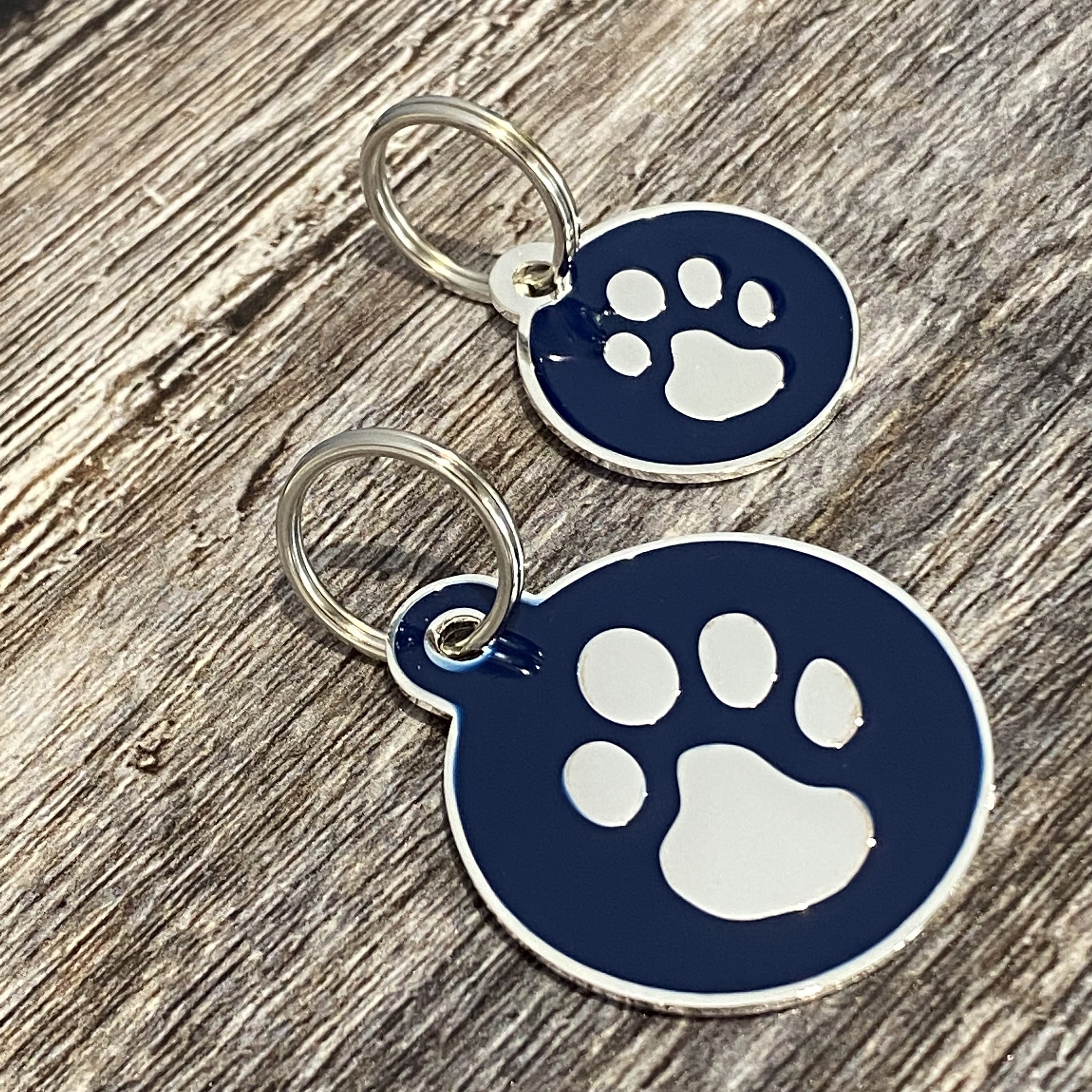 Blue and Silver Circular Pet ID Dog Tag - Etsy