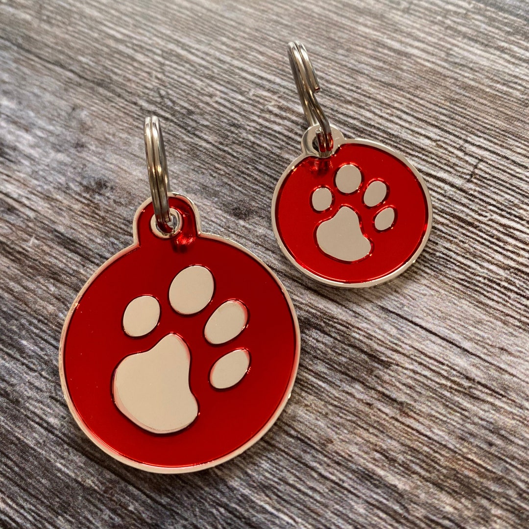 Piastrina circolare id animale domestico rossa e argento - Etsy Italia