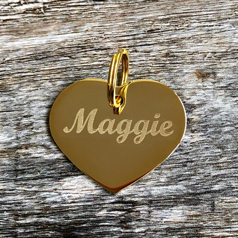 Gold Heart Dog Tag - Etsy