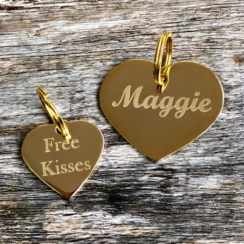 Gold Heart Dog Tag - Etsy