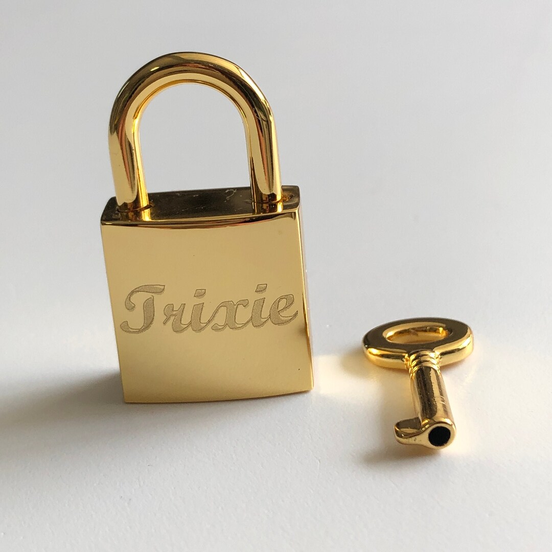 Gold Padlock Dog Tag - Etsy