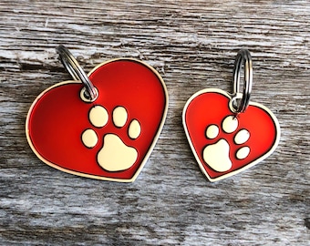 Red & Black Heart Enamel and Stainless Steel Personalized Custom Pet ...