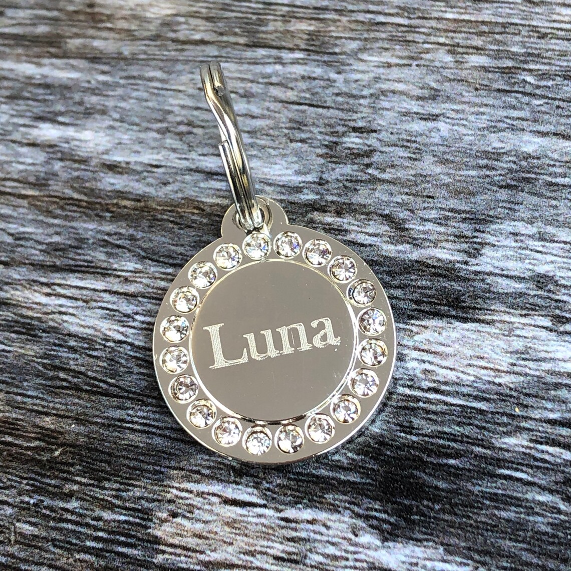 Gold Circular Diamante Dog Tag - Etsy