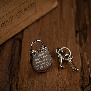 Personalised Silver Handcuff Padlock Dog Tag - Etsy UK