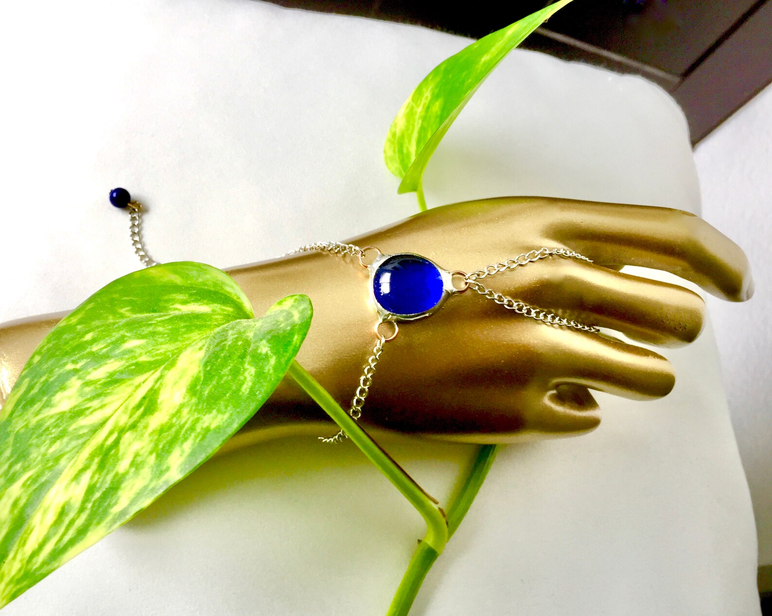 Blue Glass Hand Chain Hand Harness Artisan Made Stained Glass - Etsy