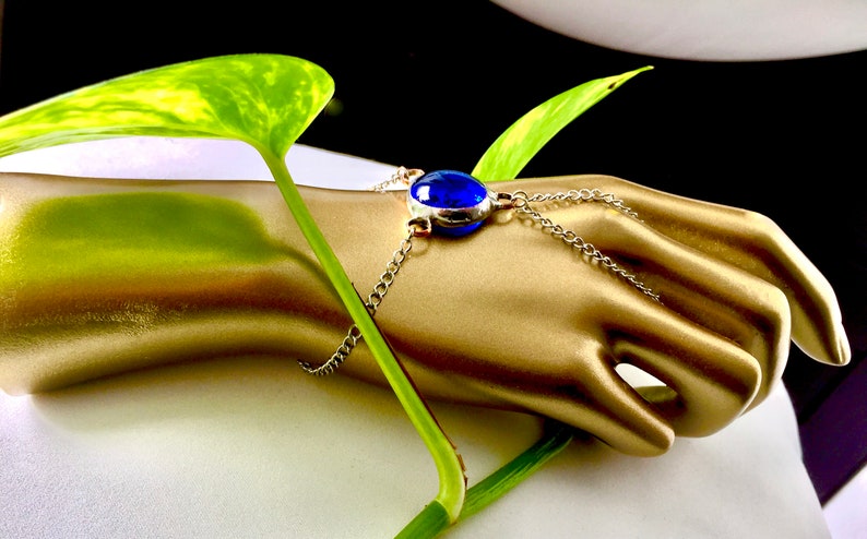 Blue Glass Hand Chain Hand Harness Artisan Made Stained Glass - Etsy