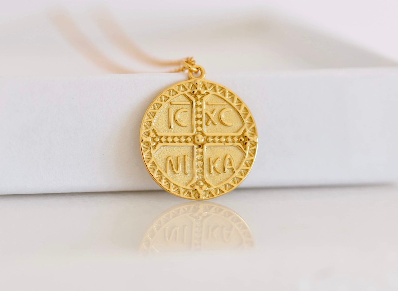 Greek Medallion Necklace. Orthodox Medal Necklace. Gold Cross - Etsy