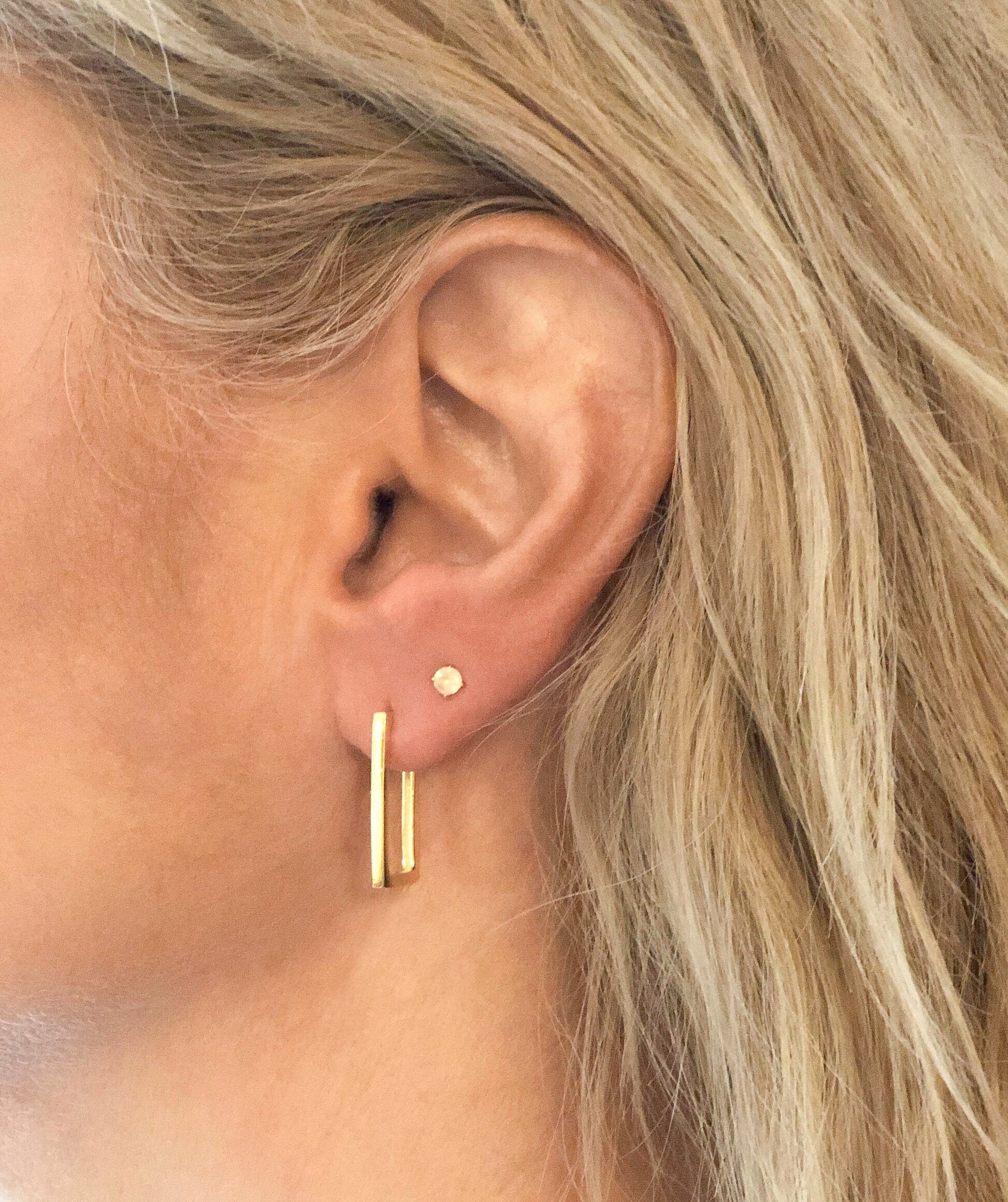 Rectangle Gold Hoop Earrings. Ovate Huggie Hoops. Silver Long - Etsy