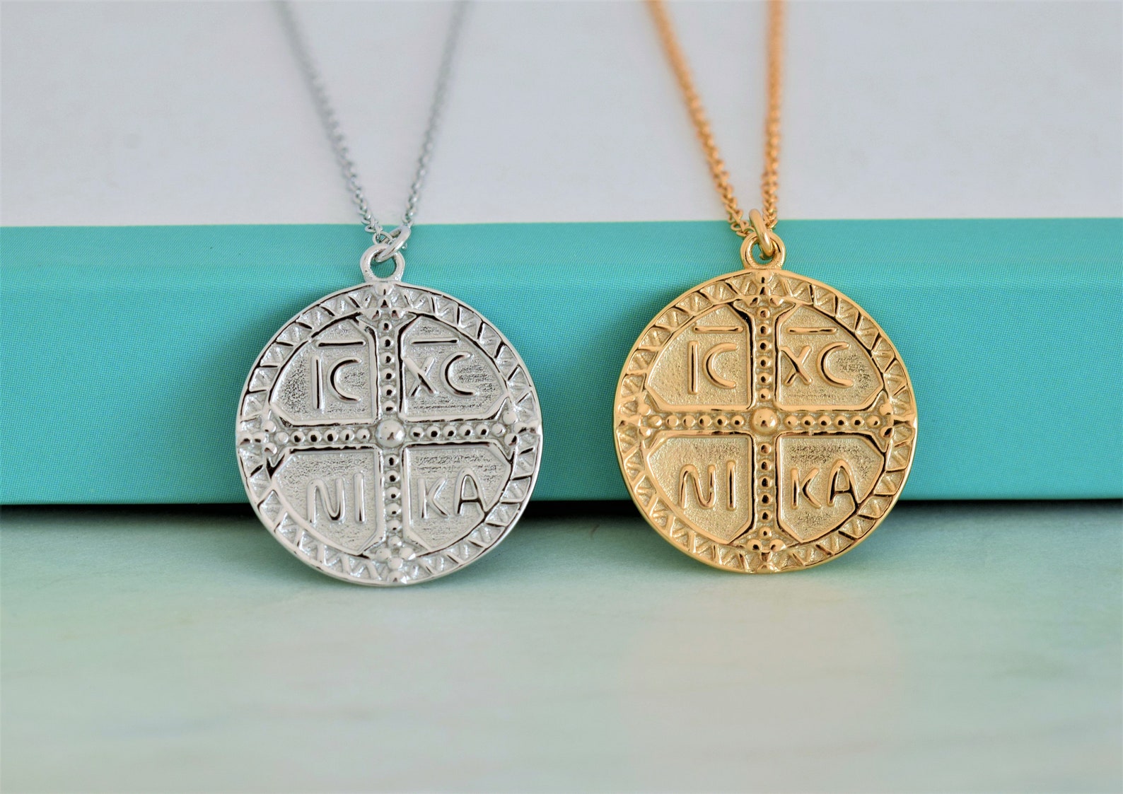 Greek Medallion Necklace. Orthodox Medal Necklace. Gold Cross | Etsy