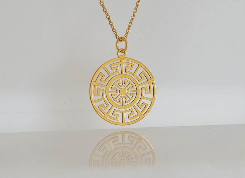 Greek Key Pattern Necklace. Gold Meander Motif Necklace. Greek | Etsy